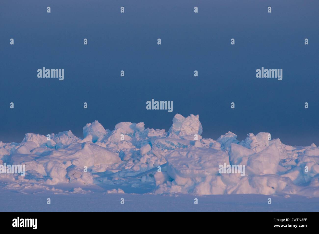 Seascape of rough pack ice over the Chukchi sea in springtime, off ...