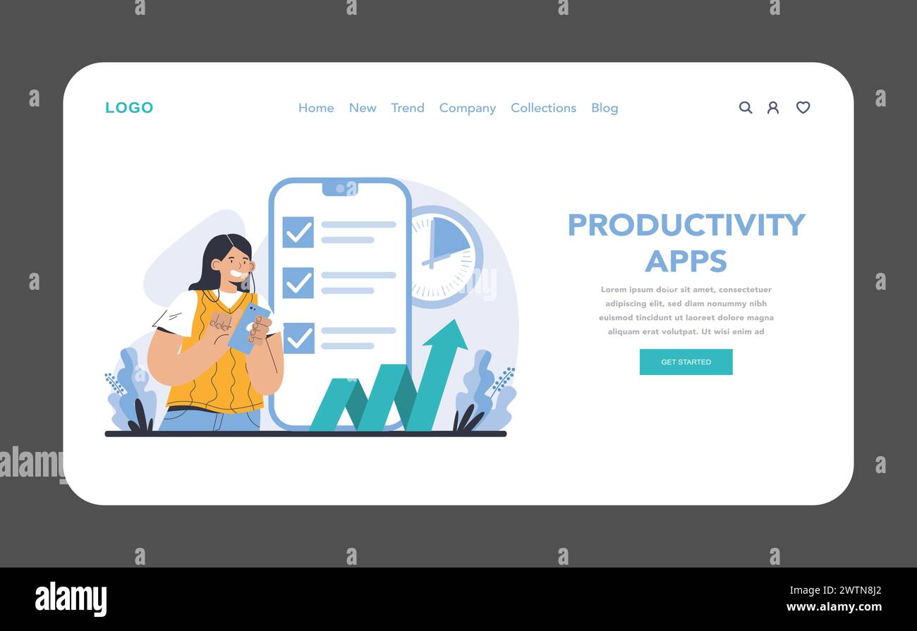 Productivity Apps web or landing page. Embracing mobile technology for ...