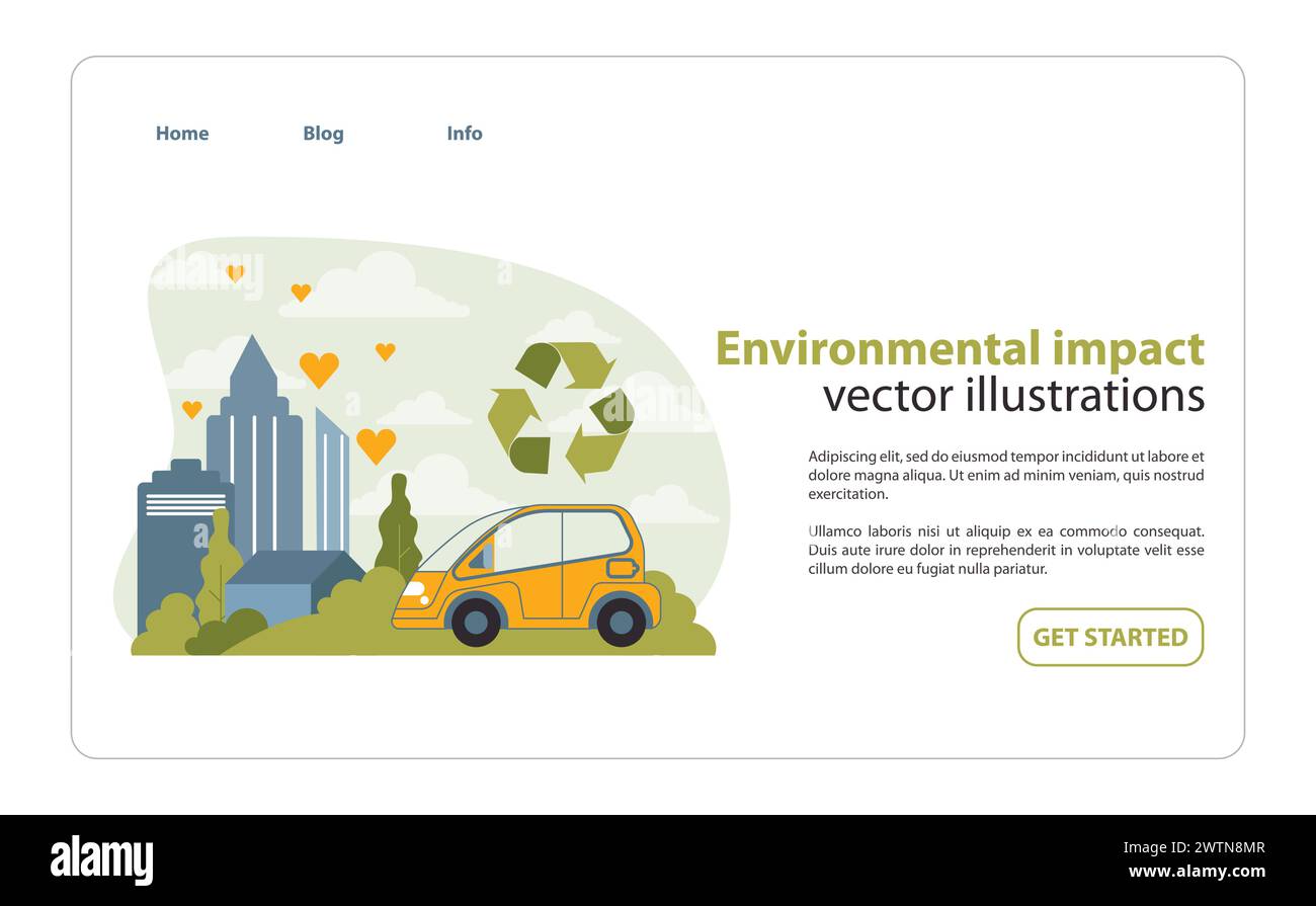 Electric Car Environmental Impact Illustration. A picturesque vector ...