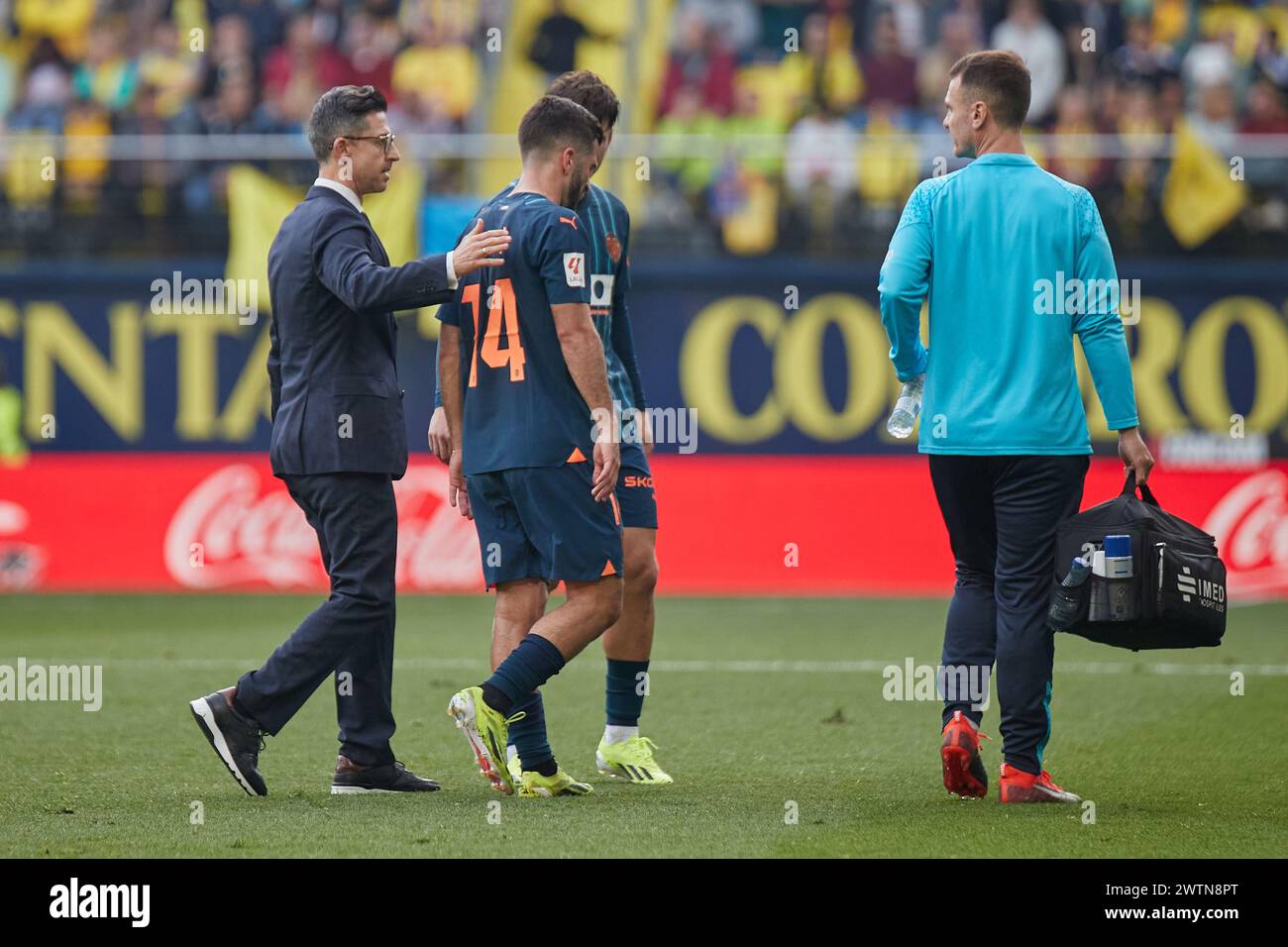 VILLARREAL, SPAIN - MARCH 17: Jose Gaya Left-Back of Valencia CF injury ...