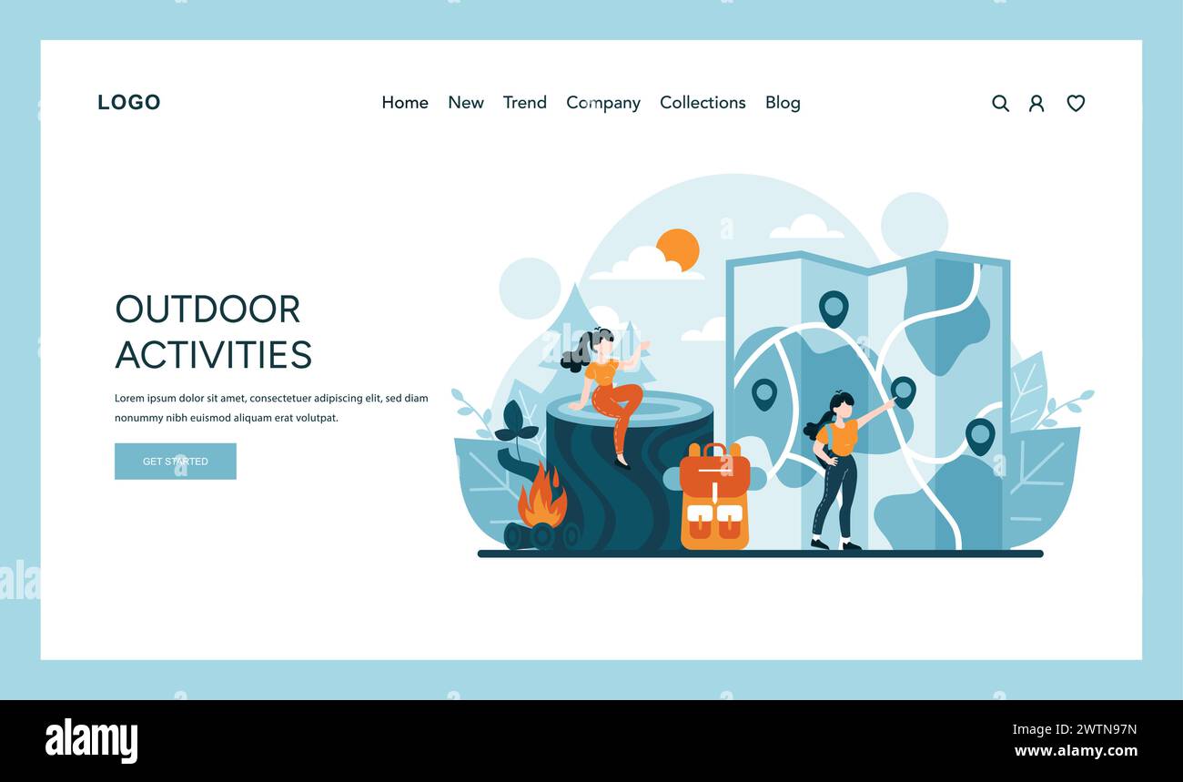 Outdoor Adventure concept. Energetic exploration of the wilderness. Map ...