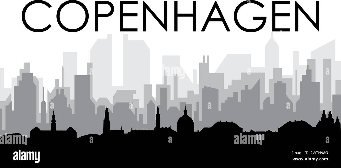 Cityscape skyline panorama of COPENHAGEN, DENMARK Stock Vector Image ...