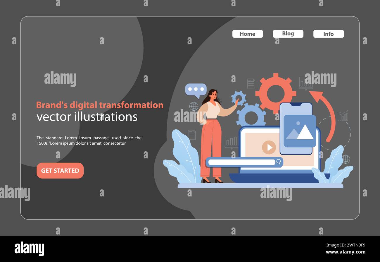 Brand's Digital Transformation. A modern vector illustration that ...