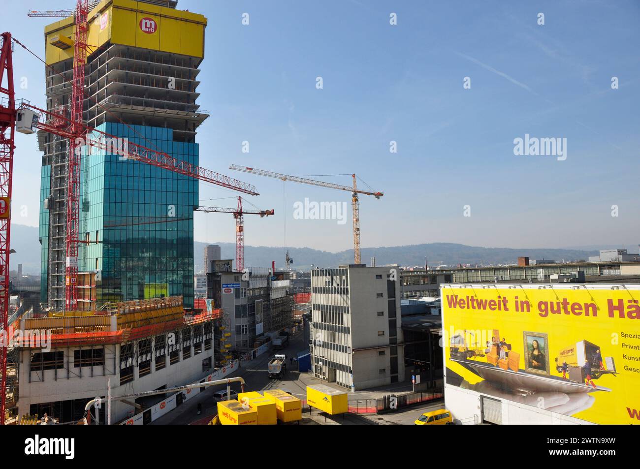 Grossbaustelle des Swiss Prime Tower, dereinst das höchste Gebäude der ...