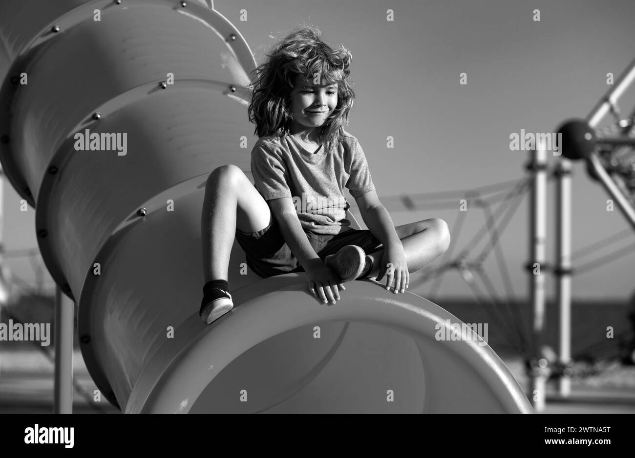 Child slide smiling Black and White Stock Photos & Images - Alamy