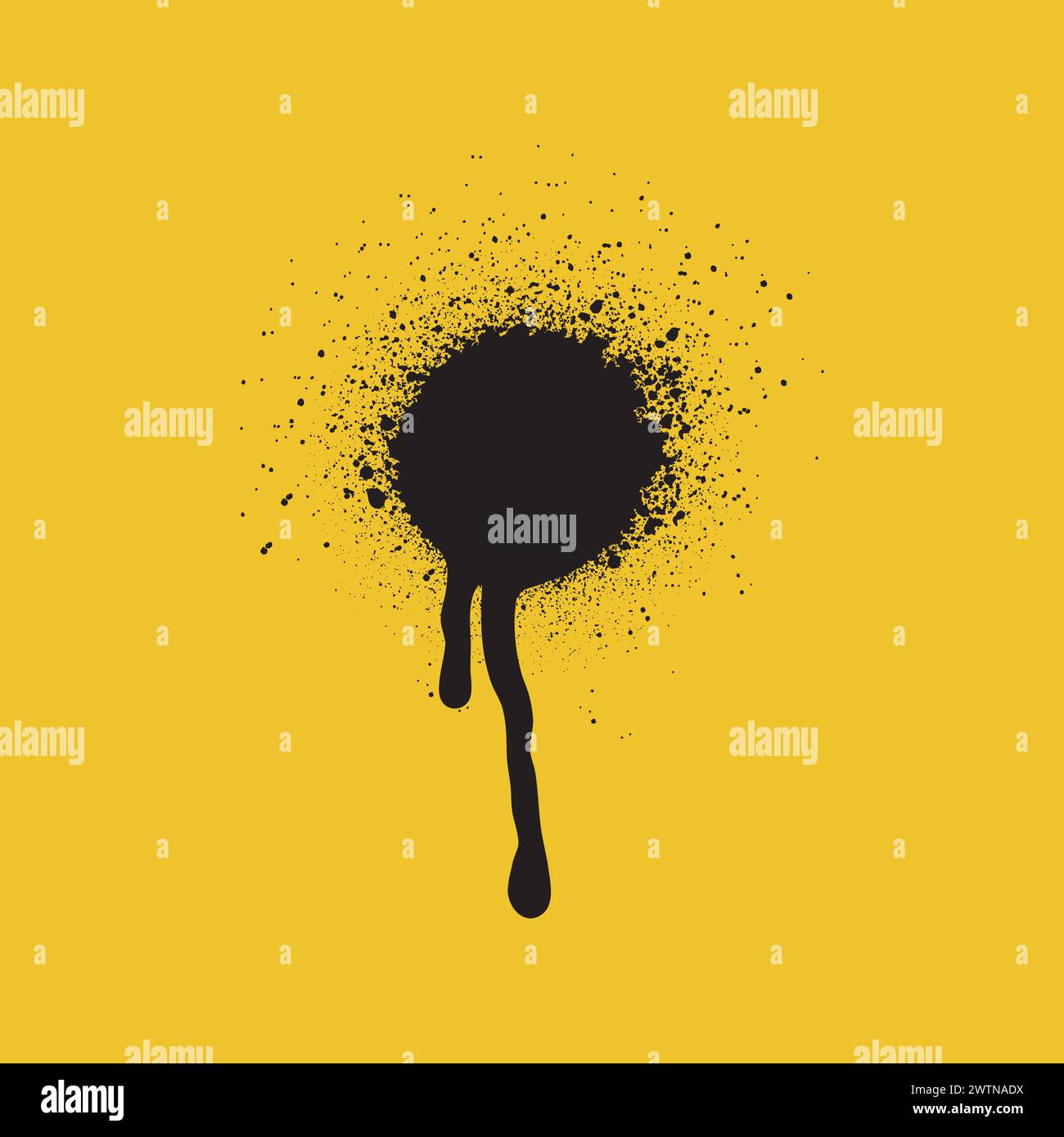 Spray splash on yellow background. Splatter dot. Graffiti spray paint ...