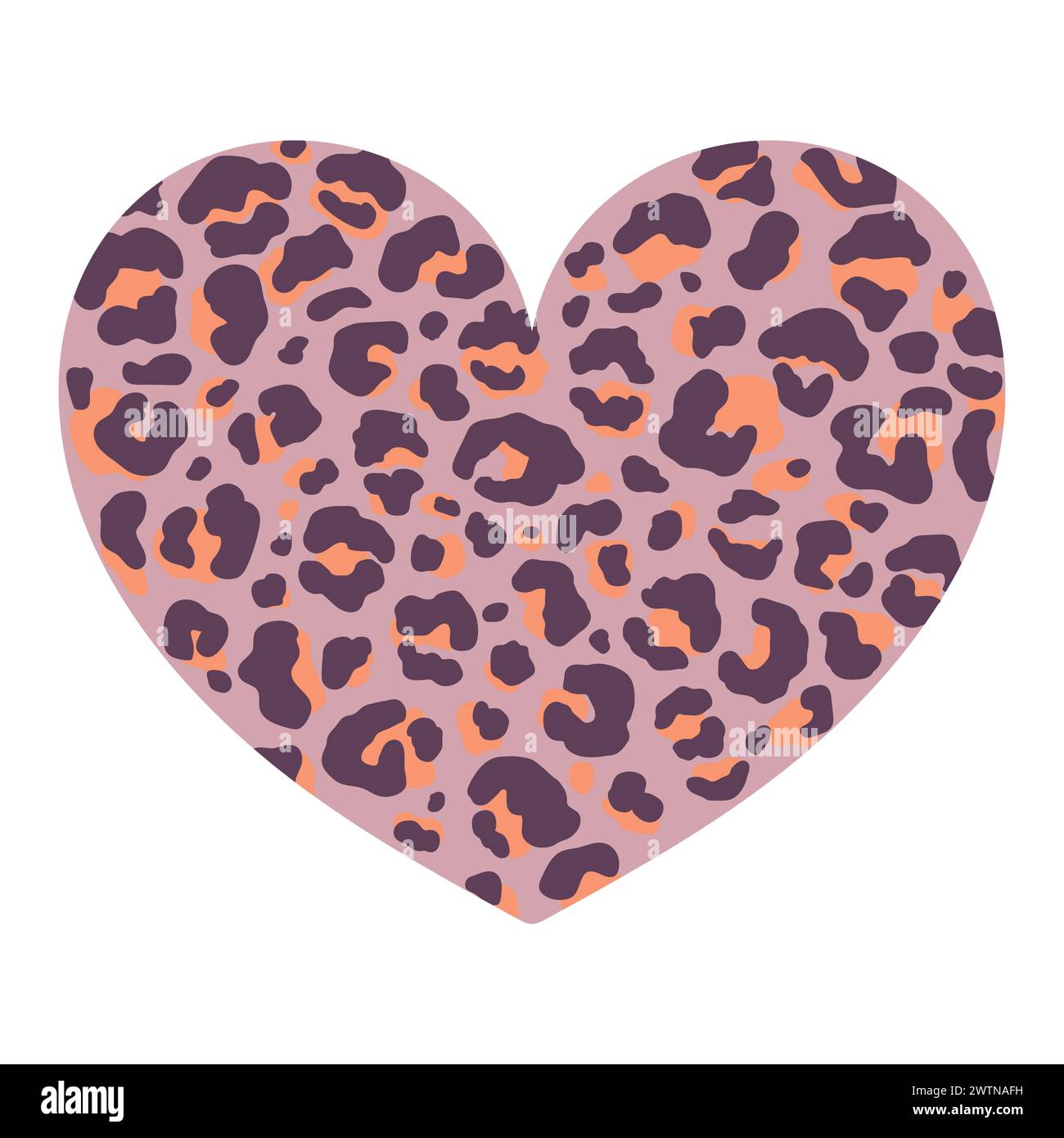 Heart with leopard print texture. Heart with animal pattern. Heart ...