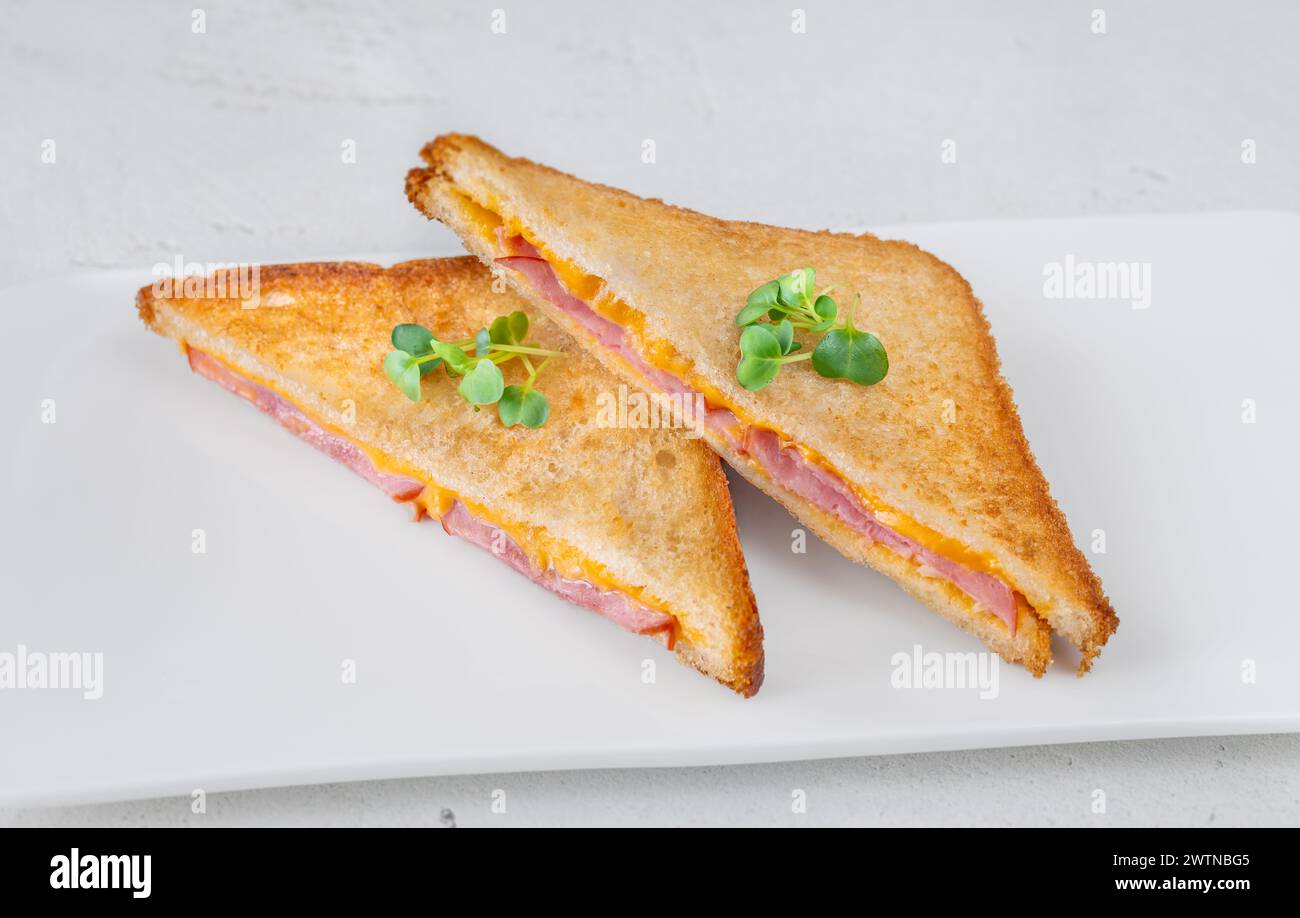 Hot sandwich with ham and cheese cross section Stock Photo - Alamy
