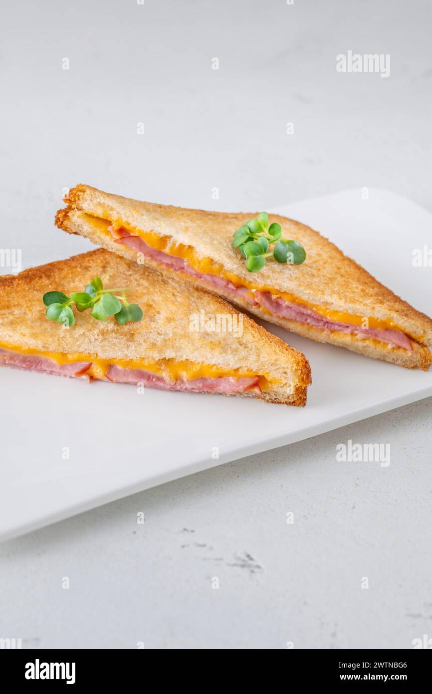 Hot sandwich with ham and cheese cross section Stock Photo - Alamy
