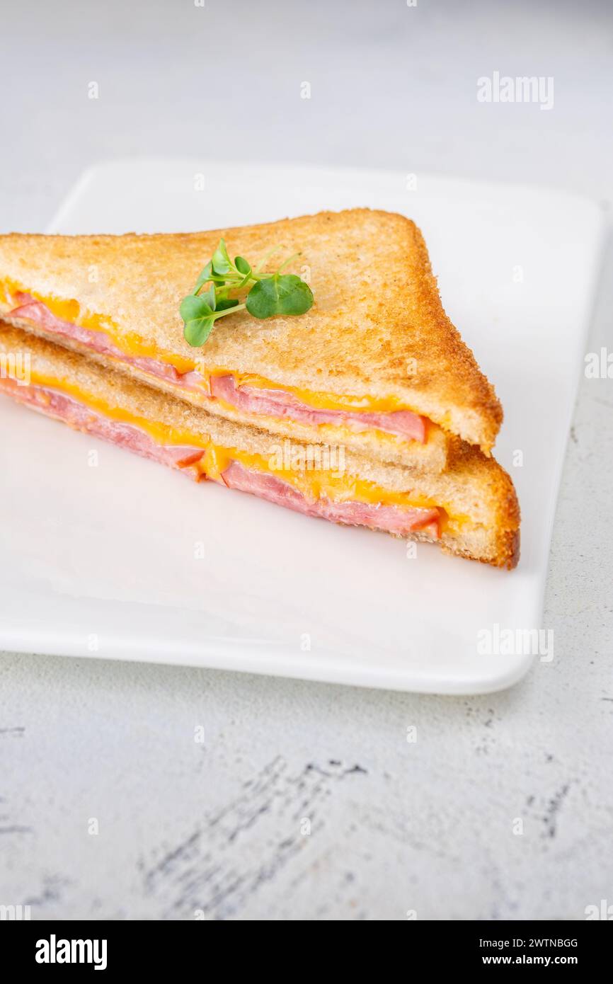 Hot sandwich with ham and cheese cross section Stock Photo - Alamy