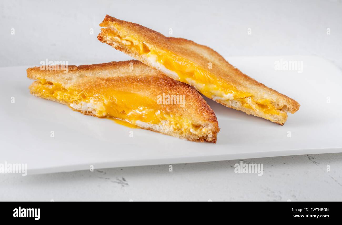 Hot sandwich with egg and cheese cross section Stock Photo - Alamy
