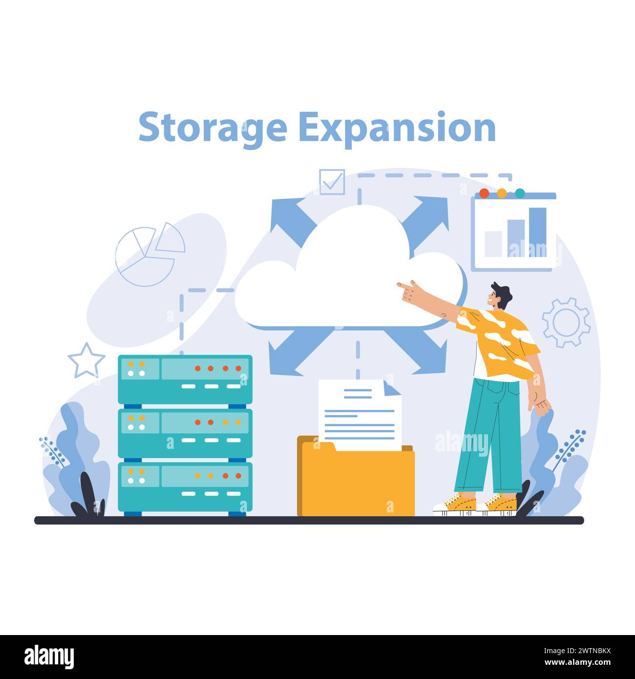 Storage Expansion Concept Showcasing Scalable Storage Solutions And Cloud Capacity Growth