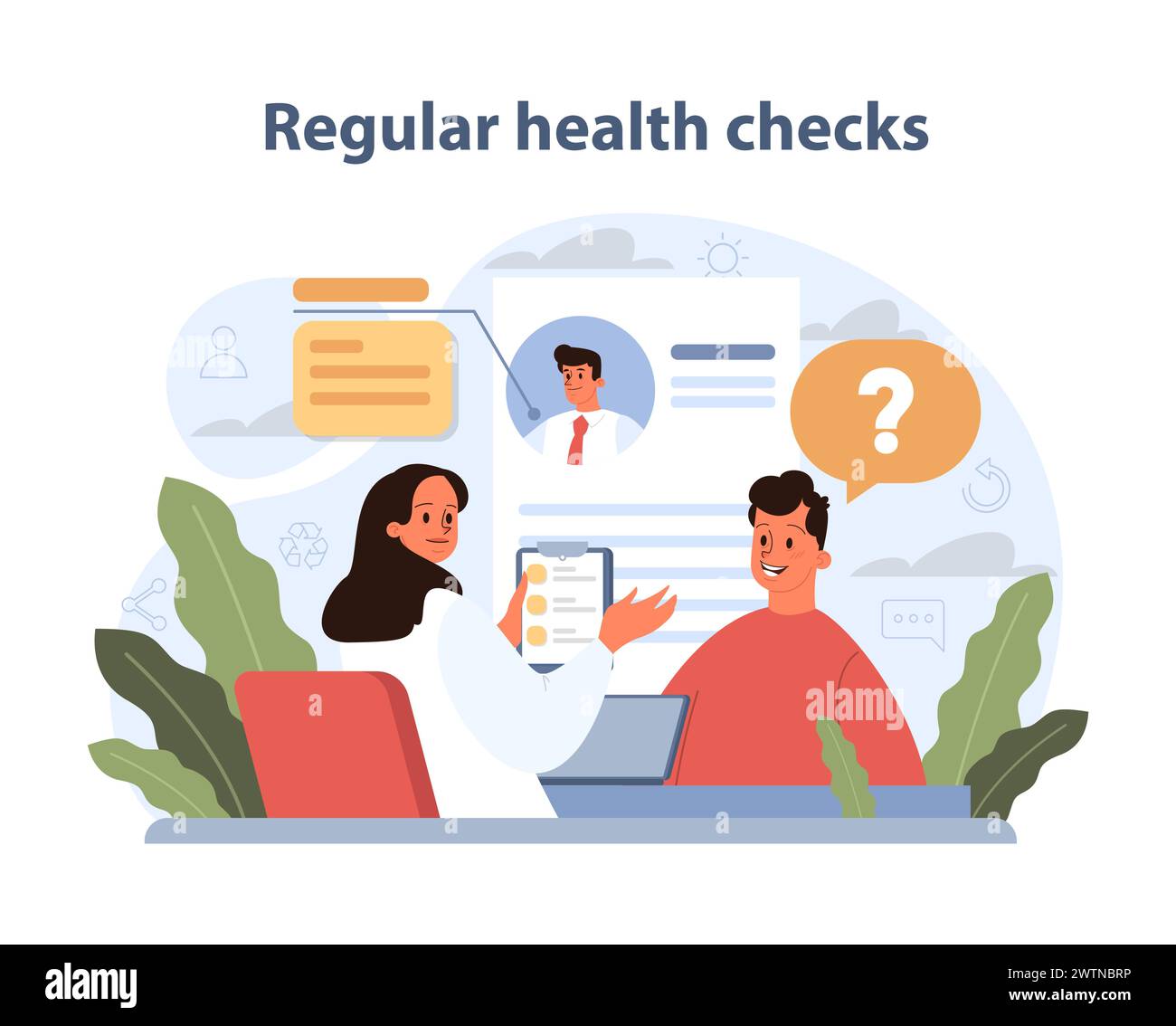 Regular Health Checks visual. A friendly consultation scene with a ...