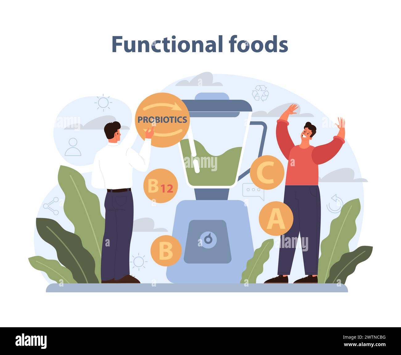 Functional Foods Concept. Two individuals explore the benefits of ...