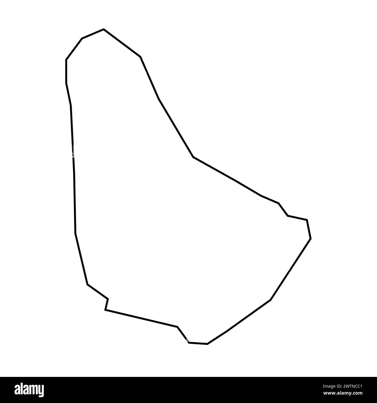Barbados country thin black outline silhouette. Simplified map. Vector ...