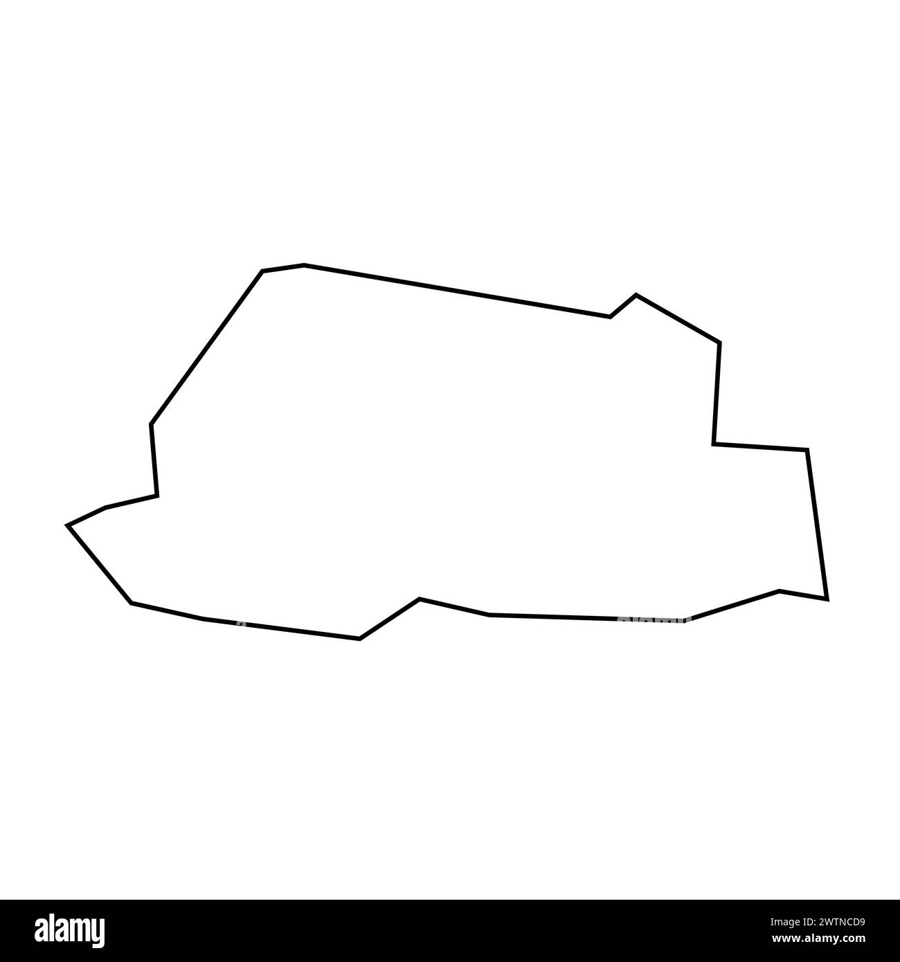 Bhutan country thin black outline silhouette. Simplified map. Vector icon isolated on white ...