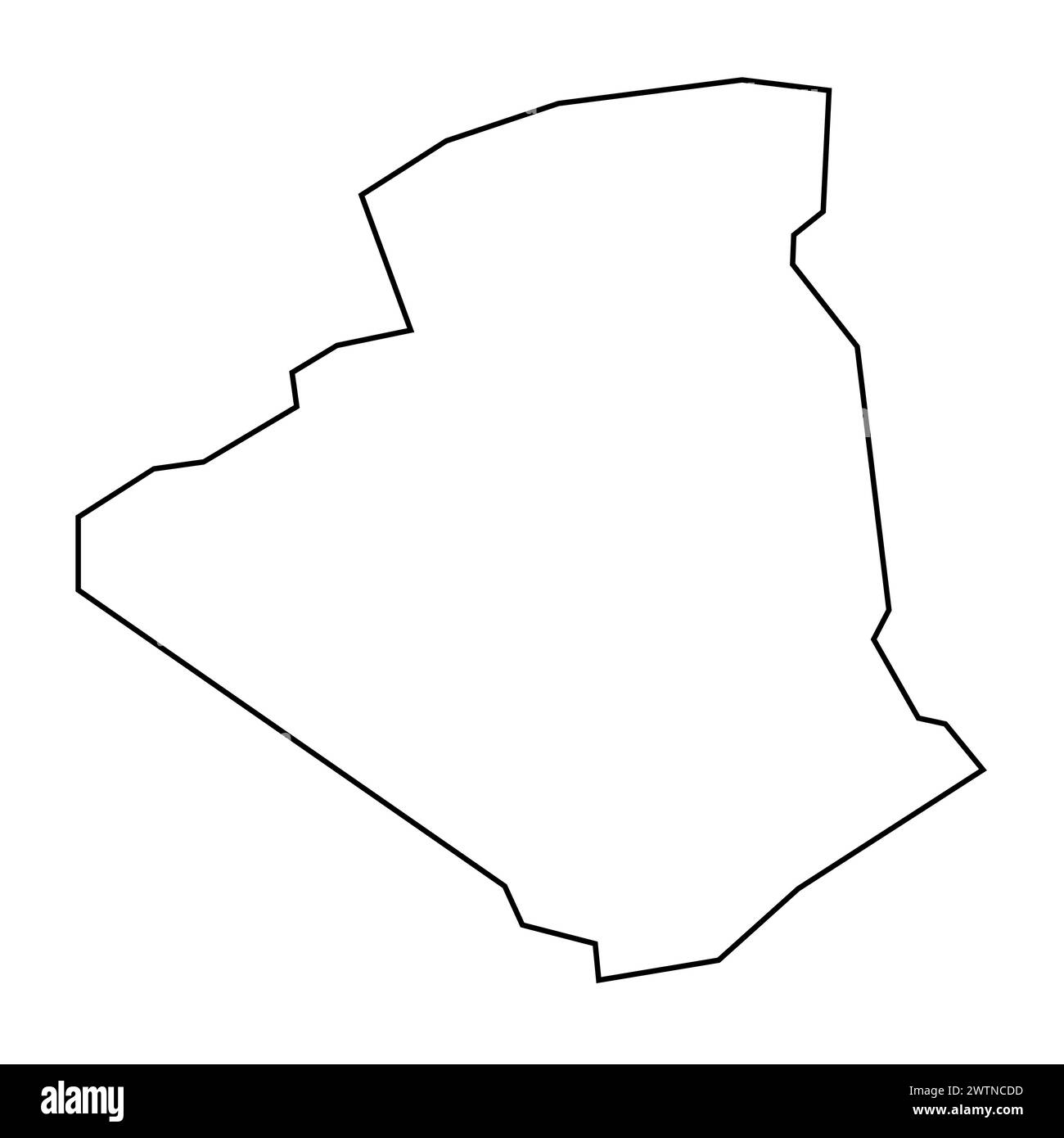 Algeria country thin black outline silhouette. Simplified map. Vector ...