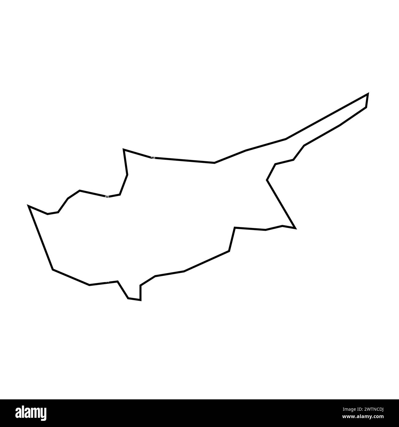 Cyprus country thin black outline silhouette. Simplified map. Vector ...