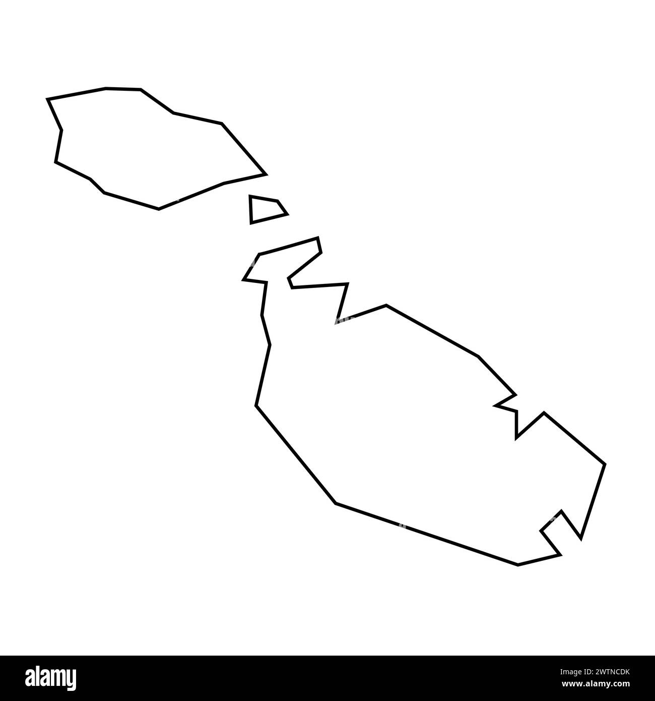 Malta country thin black outline silhouette. Simplified map. Vector ...