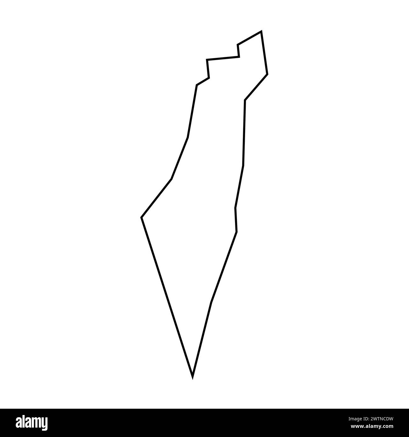 Israel country thin black outline silhouette. Simplified map. Vector ...