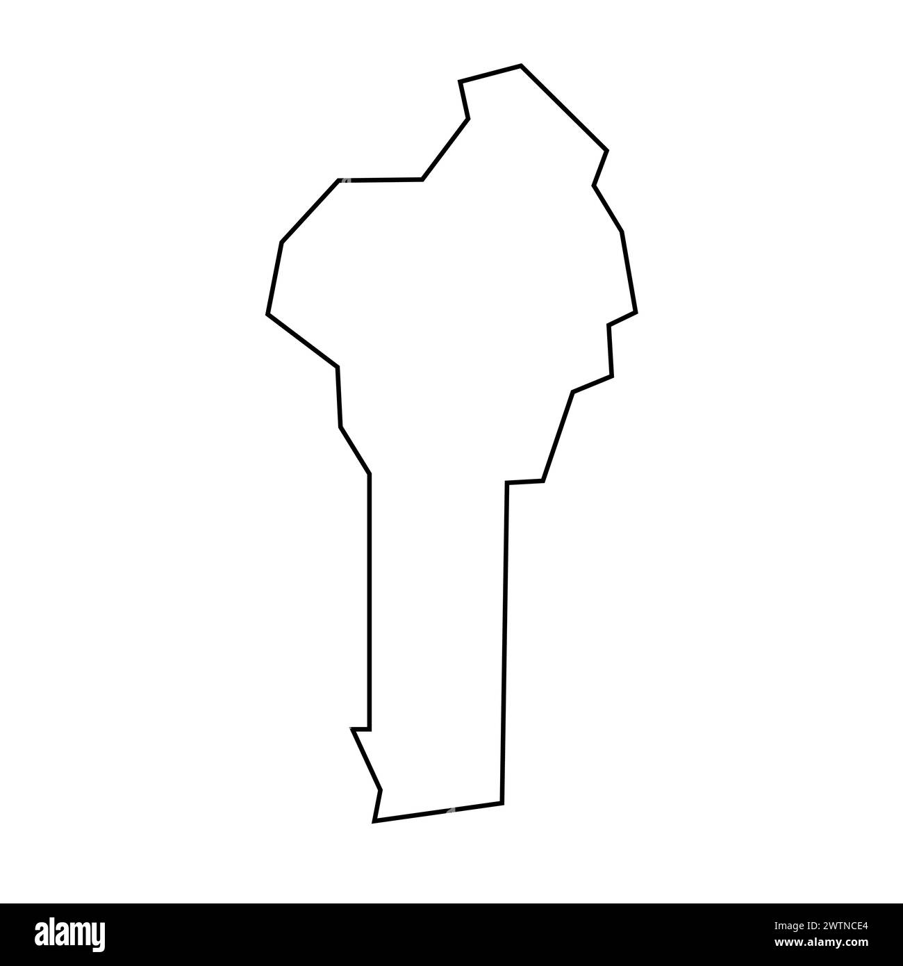 Benin country thin black outline silhouette. Simplified map. Vector icon isolated on white ...