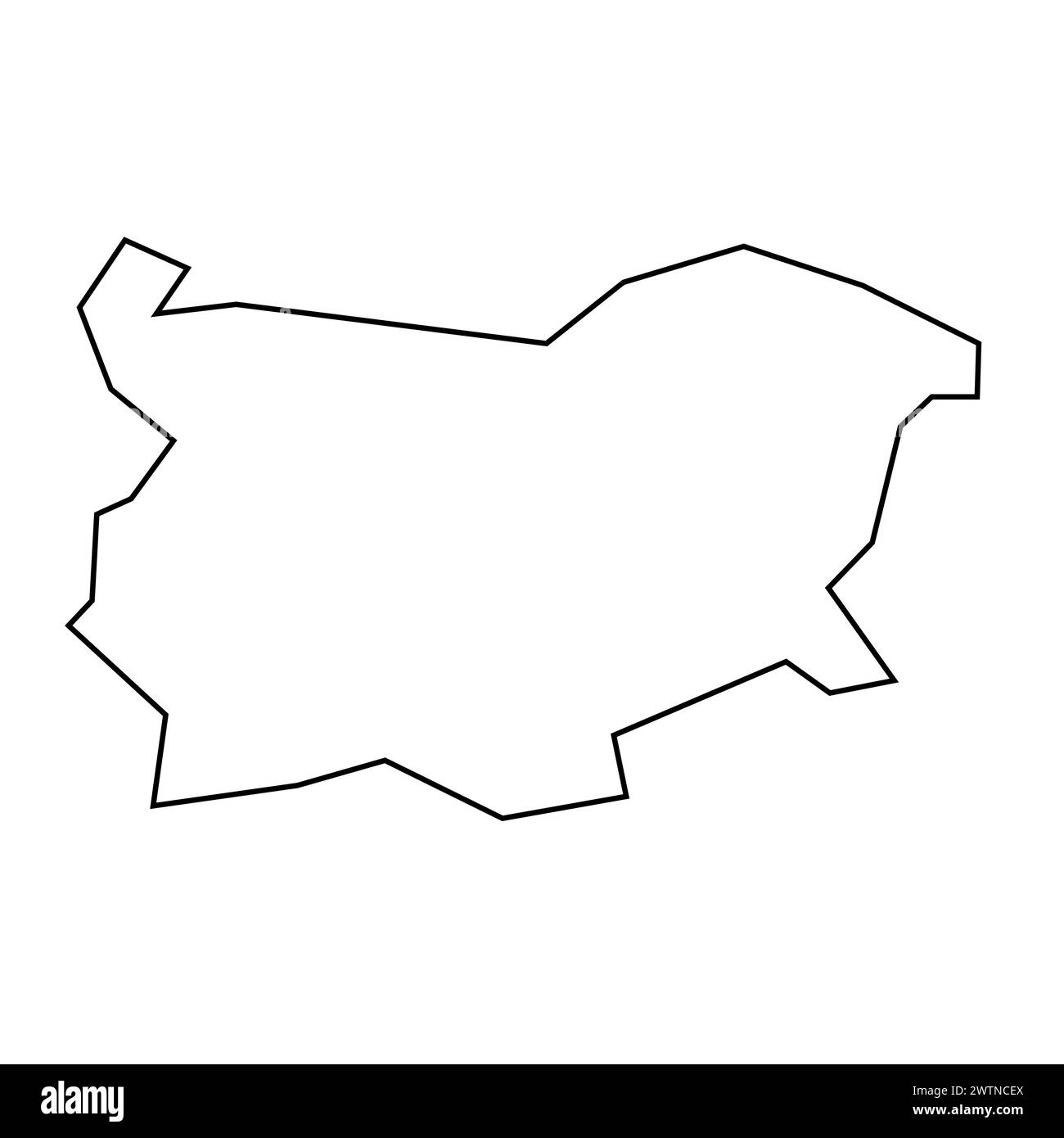 Bulgaria country thin black outline silhouette. Simplified map. Vector icon isolated on white ...