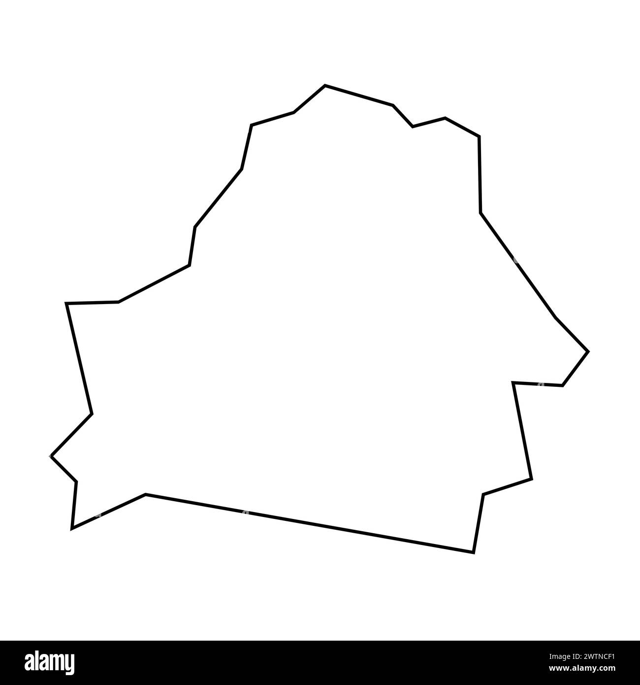 Belarus country thin black outline silhouette. Simplified map. Vector icon isolated on white ...