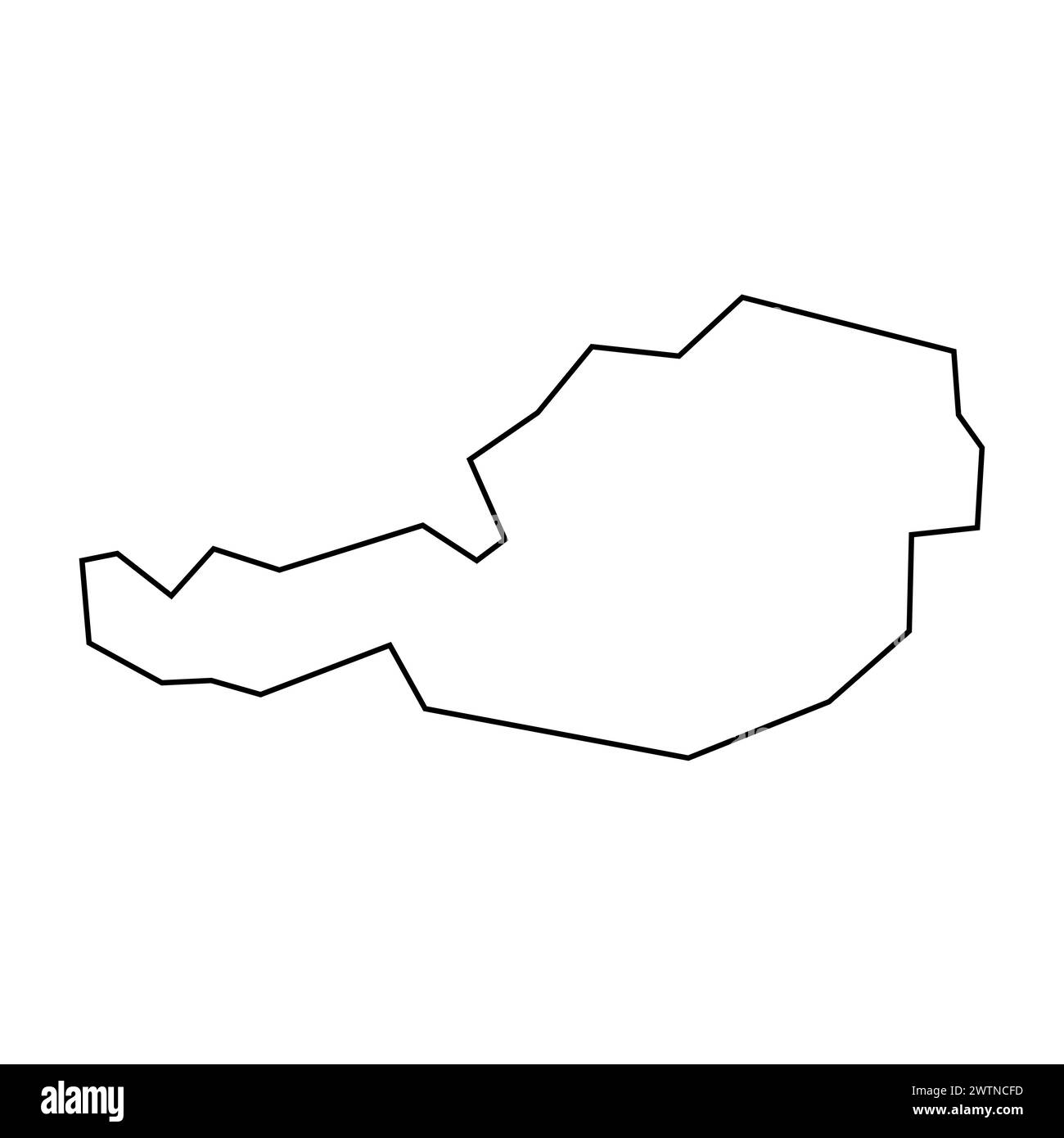 Austria country thin black outline silhouette. Simplified map. Vector ...