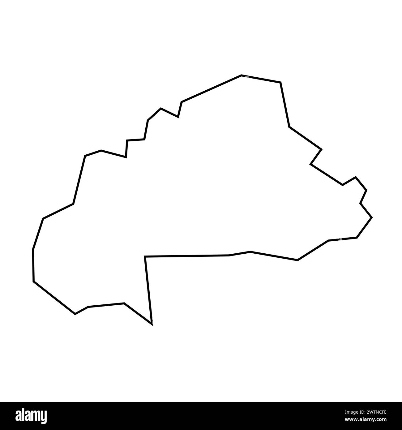 Burkina Faso country thin black outline silhouette. Simplified map. Vector icon isolated on ...