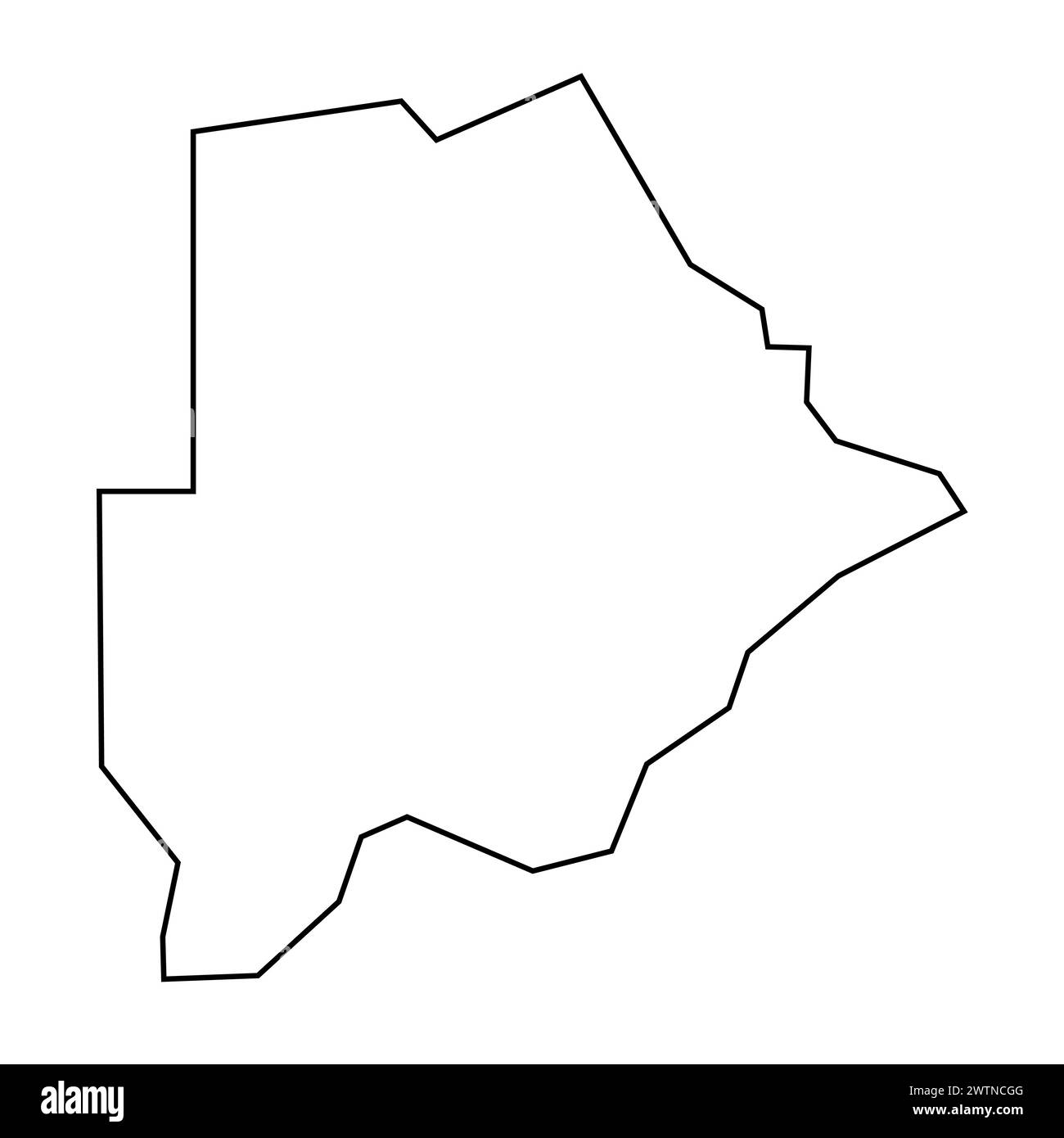 Botswana country thin black outline silhouette. Simplified map. Vector ...