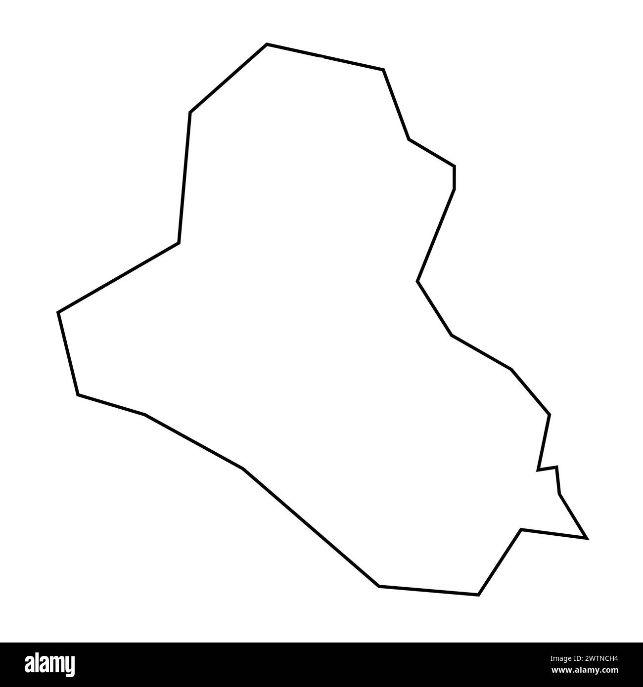 Iraq country thin black outline silhouette. Simplified map. Vector icon ...