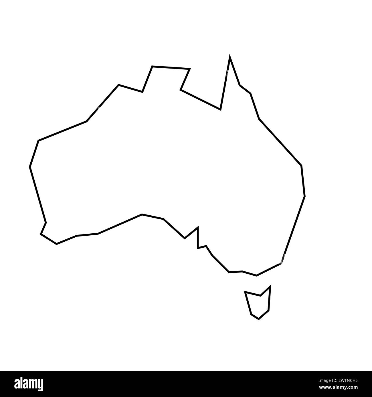 Australia country thin black outline silhouette. Simplified map. Vector ...