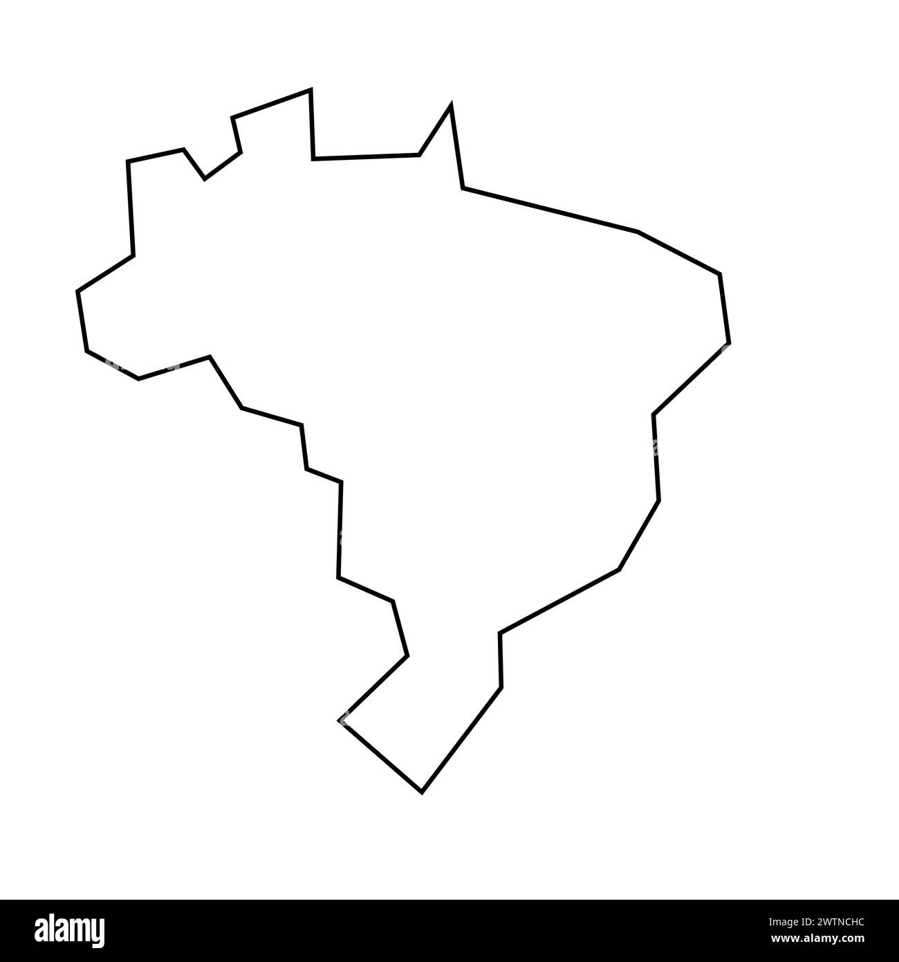 Brazil country thin black outline silhouette. Simplified map. Vector ...