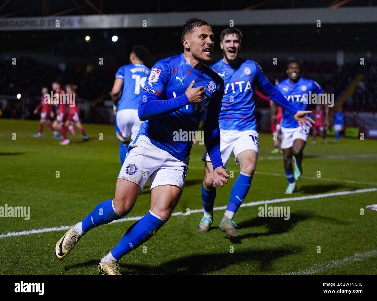 Stockport County's Antoni Sarcevic celebrates scoring their side's ...