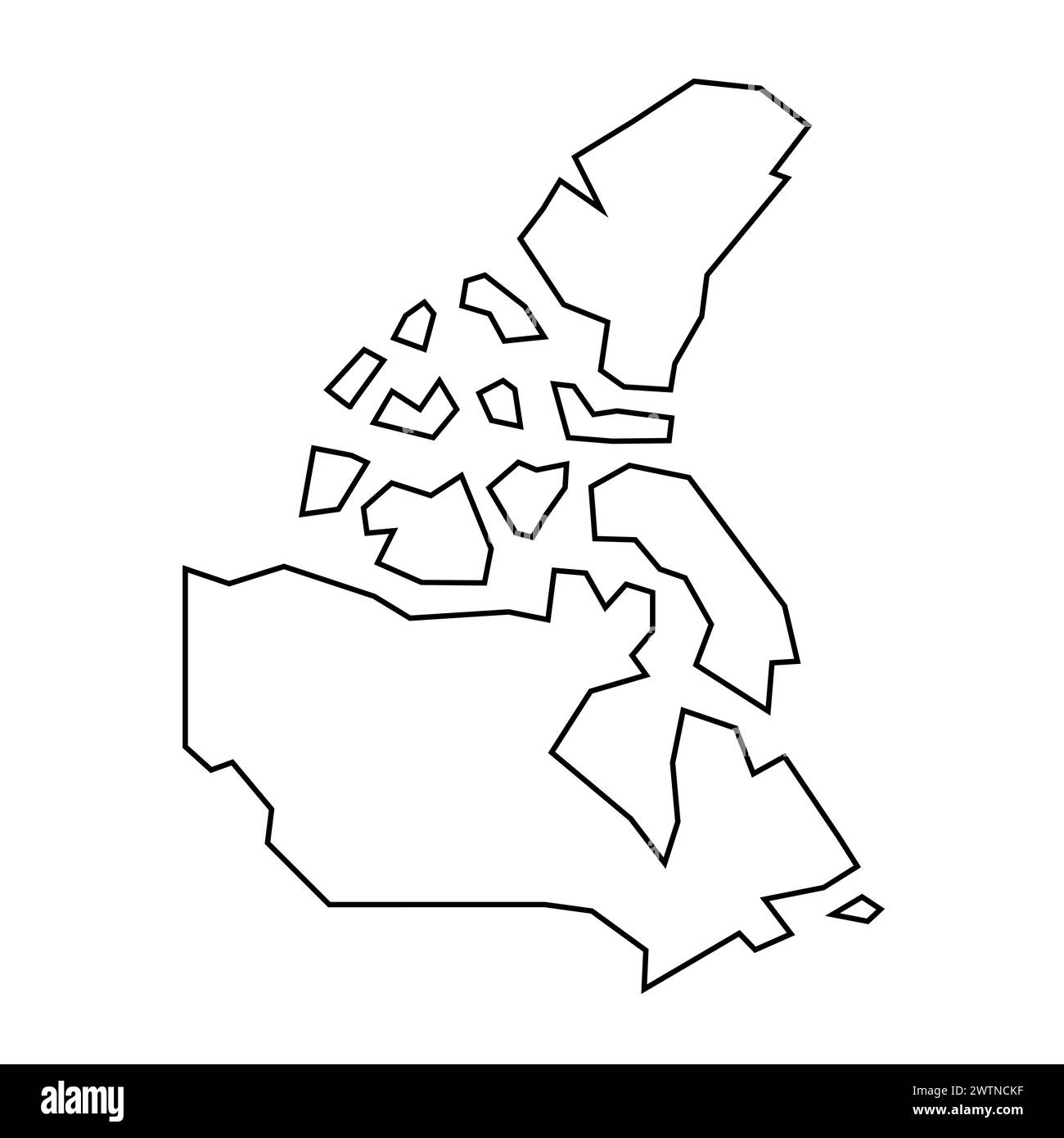 Canada country thin black outline silhouette. Simplified map. Vector ...