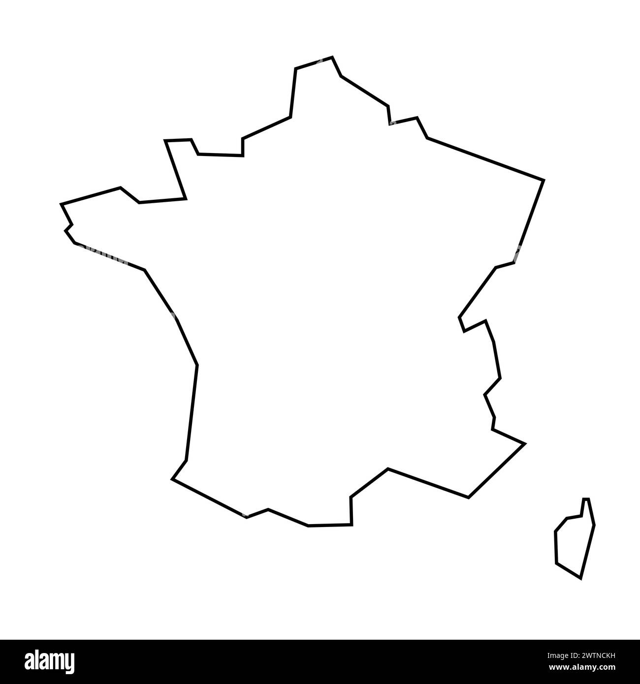 France country thin black outline silhouette. Simplified map. Vector ...