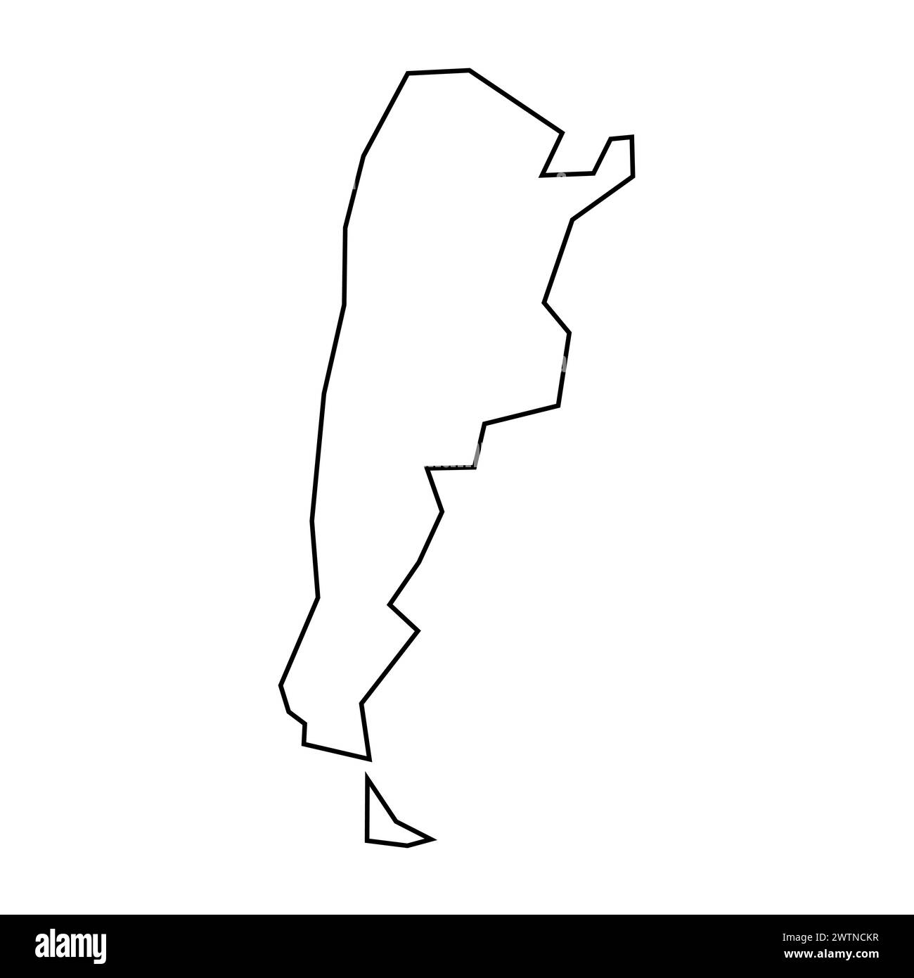 Argentina Country Thin Black Outline Silhouette Simplified Map Vector