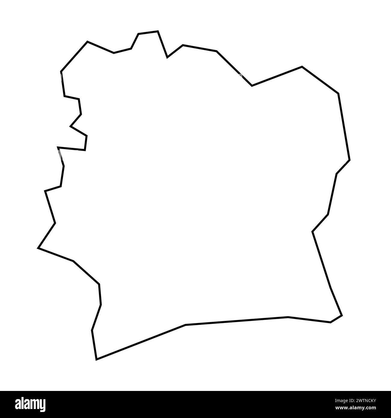 Ivory Coast Country Thin Black Outline Silhouette Simplified Map