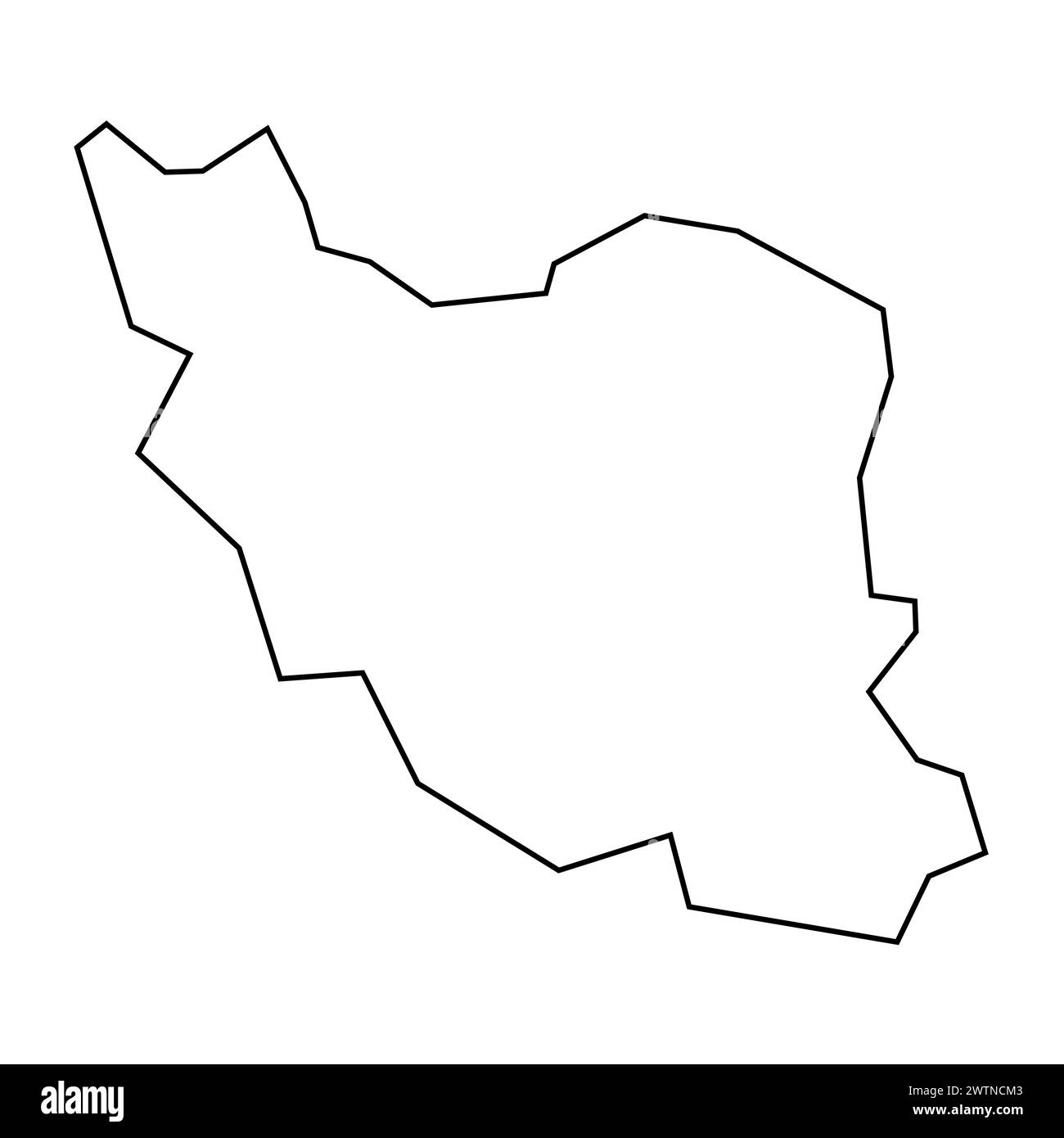 Iran country thin black outline silhouette. Simplified map. Vector icon ...