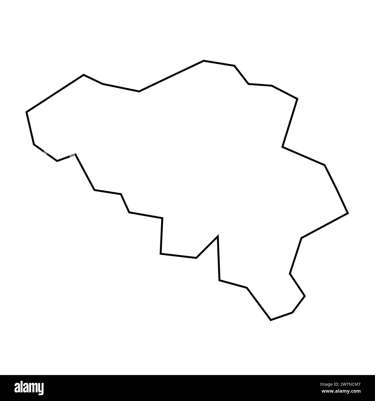 Belgium country thin black outline silhouette. Simplified map. Vector ...