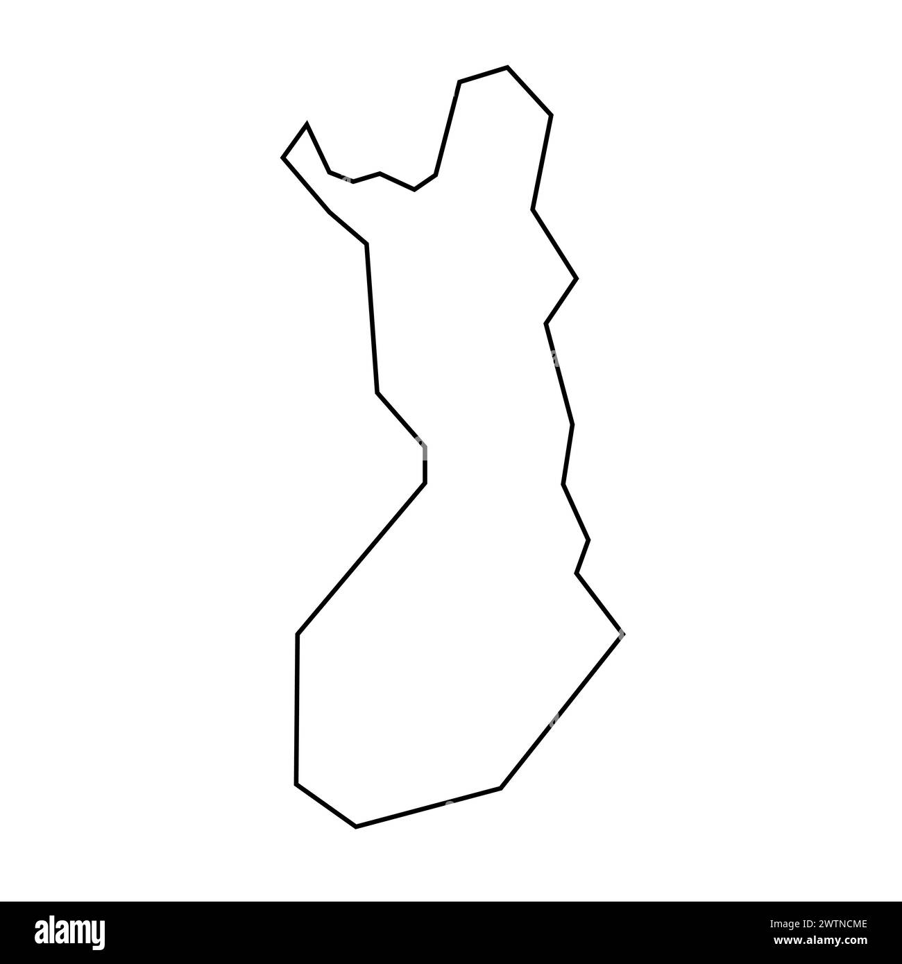 Finland country thin black outline silhouette. Simplified map. Vector ...