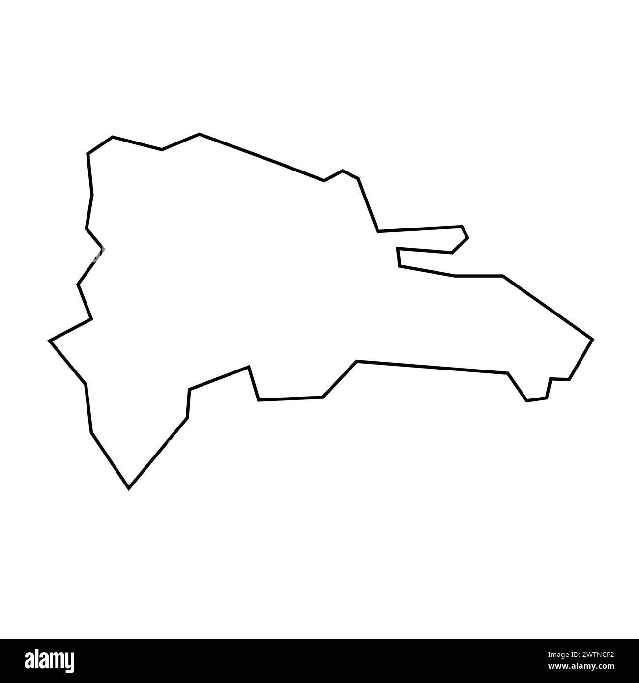 Dominican Republic country thin black outline silhouette. Simplified ...