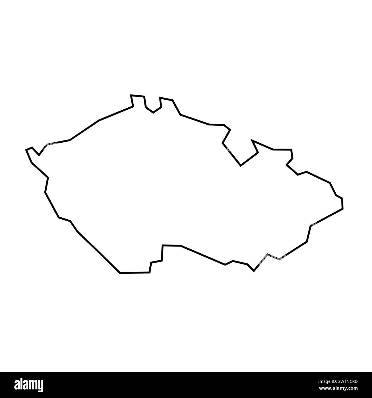 Czech Republic Country Thin Black Outline Silhouette Simplified Map Vector Icon Isolated On