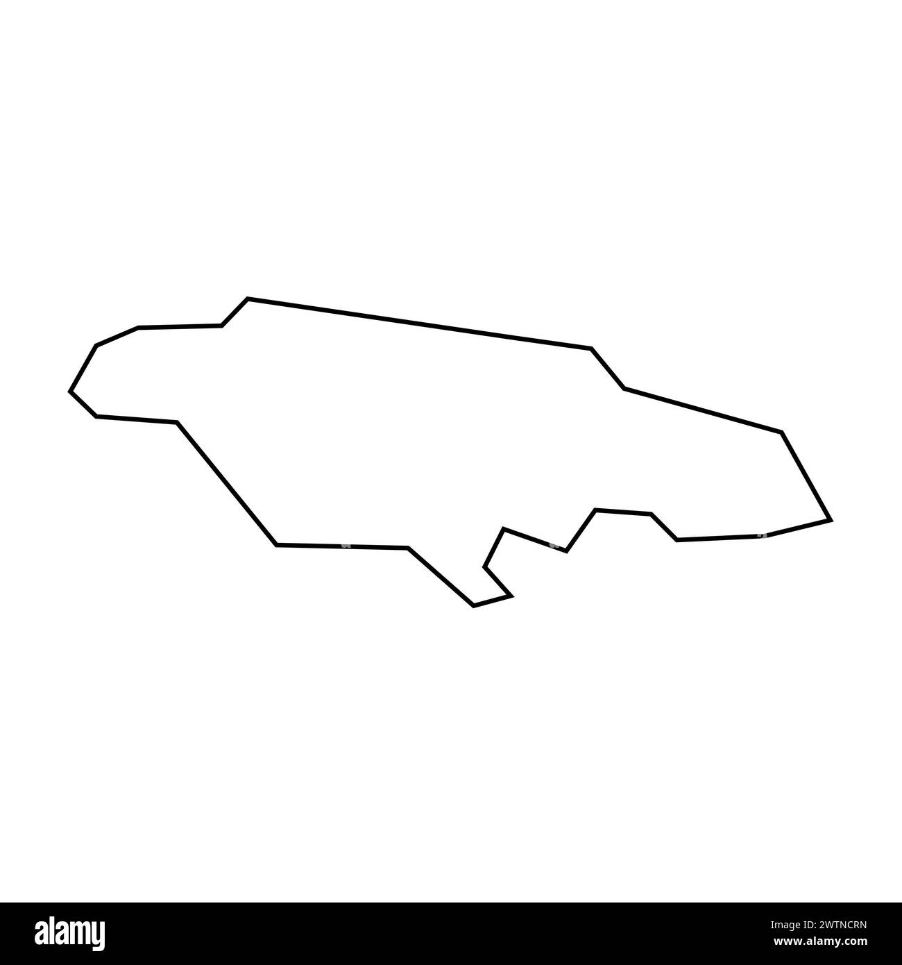 Jamaica country thin black outline silhouette. Simplified map. Vector ...