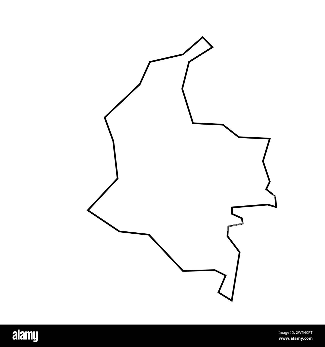Colombia country thin black outline silhouette. Simplified map. Vector ...