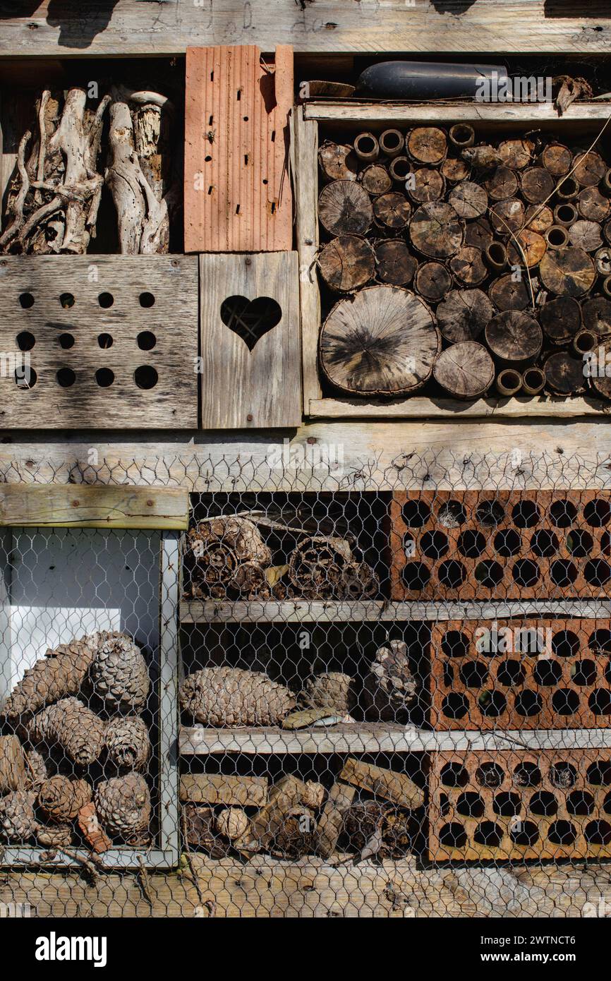 Insect hotel made from recycled material. hotel for pollinating insects ...