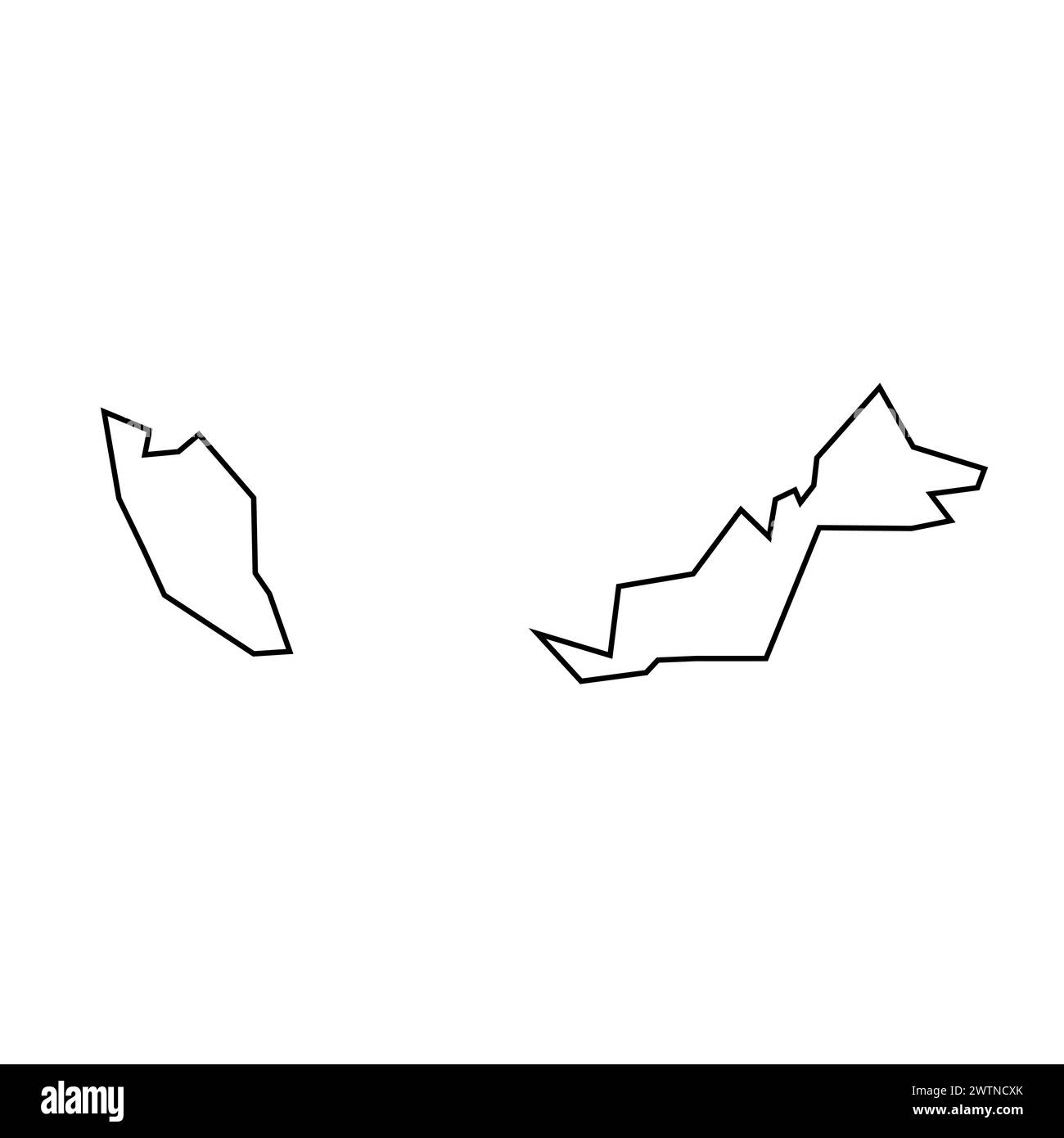 Malaysia country thin black outline silhouette. Simplified map. Vector ...