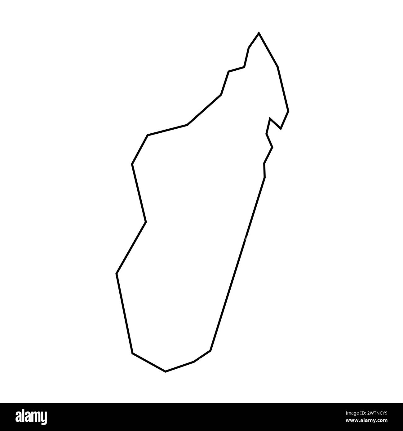 Madagascar country thin black outline silhouette. Simplified map ...