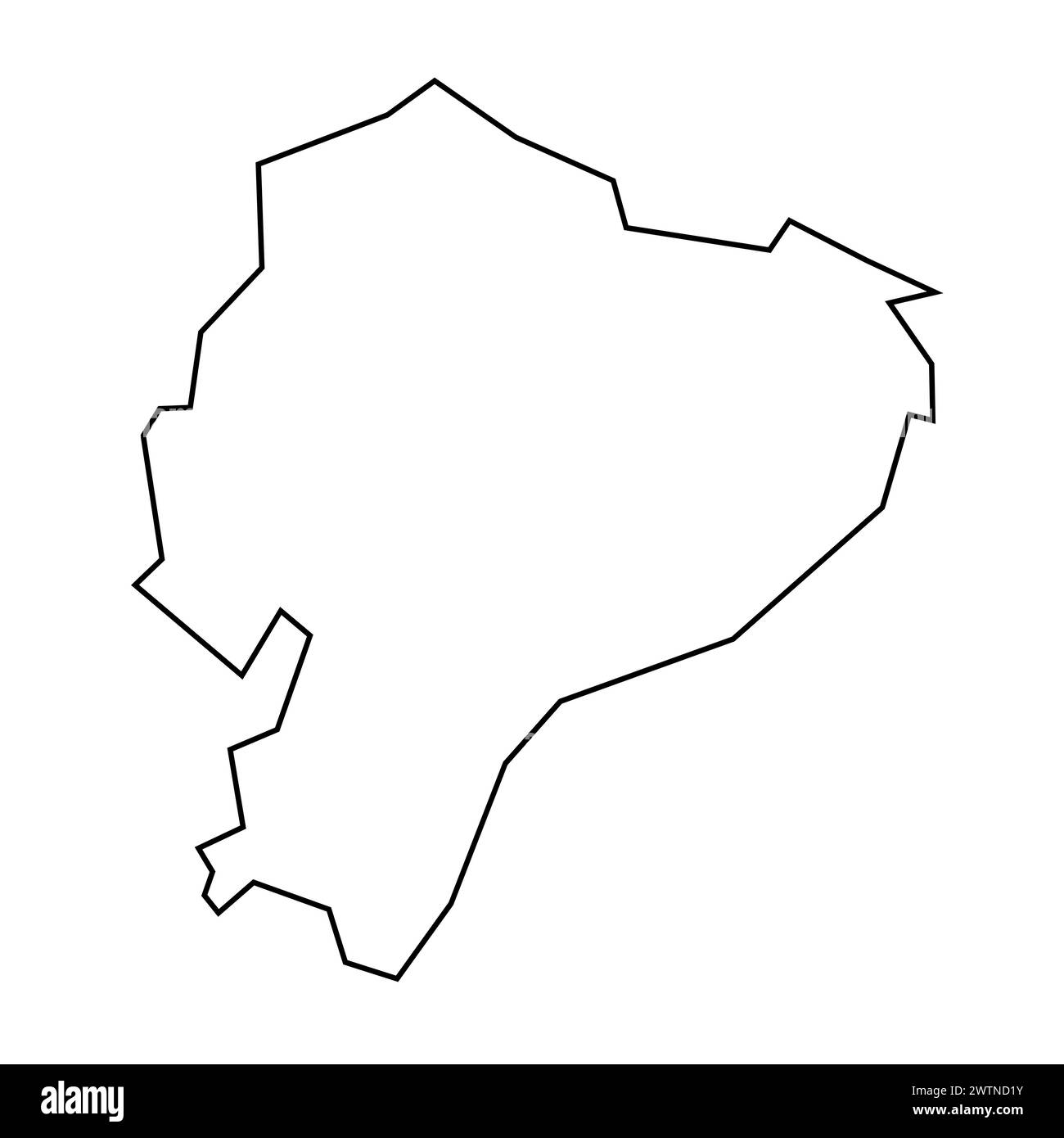 Ecuador country thin black outline silhouette. Simplified map. Vector ... Ecuador country thin black outline silhouette. Simplified map. Vector ...