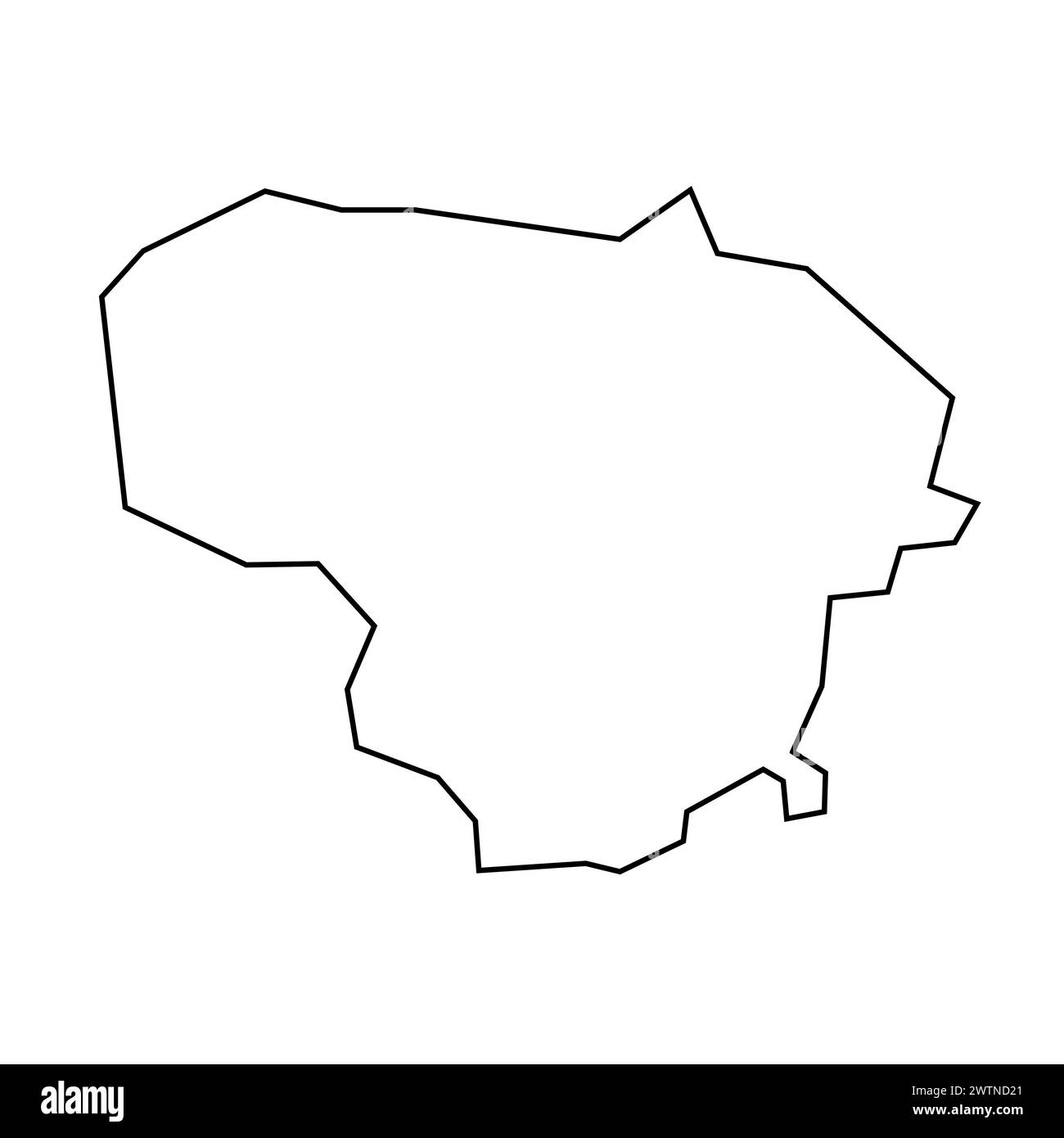 Lithuania country thin black outline silhouette. Simplified map. Vector ...
